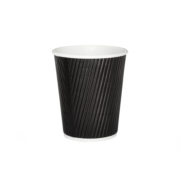 Bulk Buy 4 ACES 8oz Black Ripple Wall Paper Hot Cup Wholesale | KFF