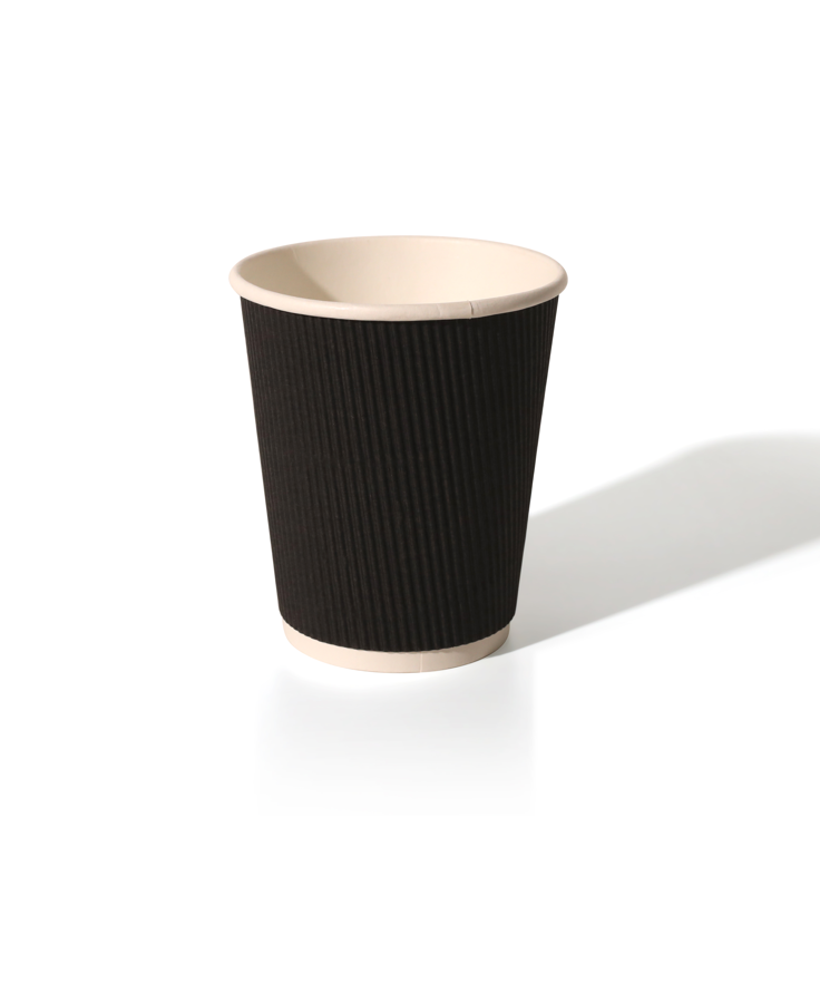 Bulk Buy 4 ACES 12oz Black Ripple Wall Paper Hot Cup Wholesale | KFF