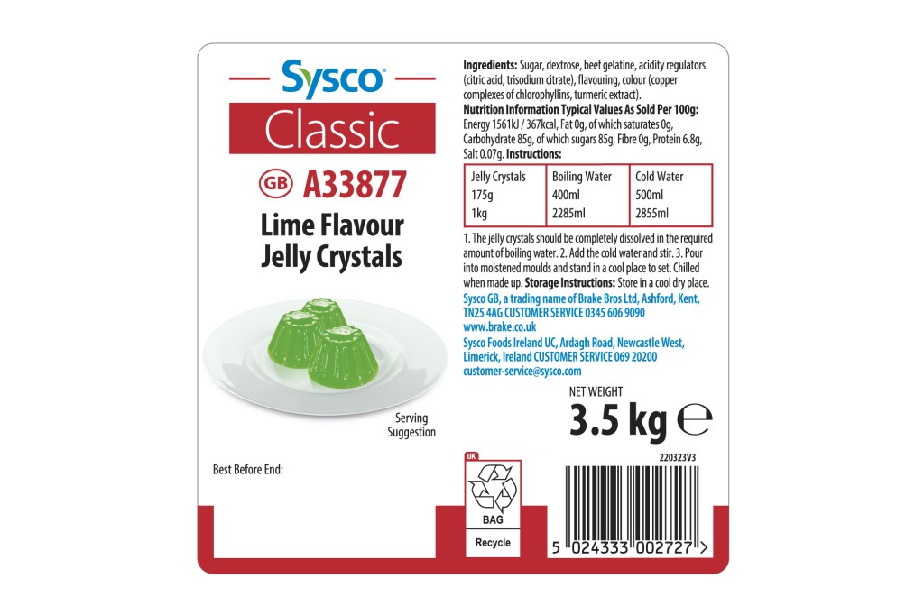Bulk Buy SYSCO CLASSIC Lime Jelly Crystals Wholesale | KFF